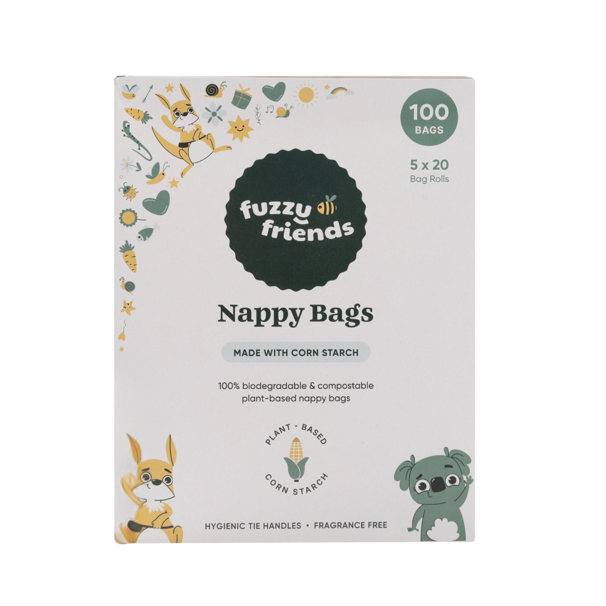 Biodegradable Nappy Bags 100 Pack – Fuzzy Friends